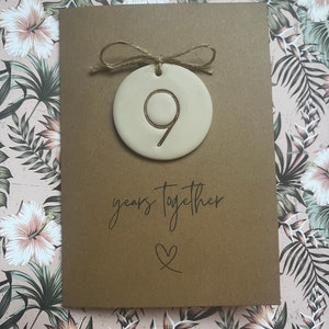 Polymer Clay - 9 -years Together -pottery -happy Anniversary -A6 Blank ...