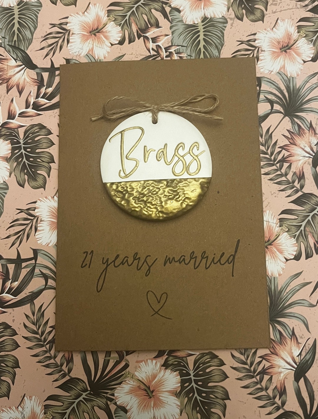 Brass - 21 - Brass Anniversary - 21 Years Together -A6 Blank Card ...