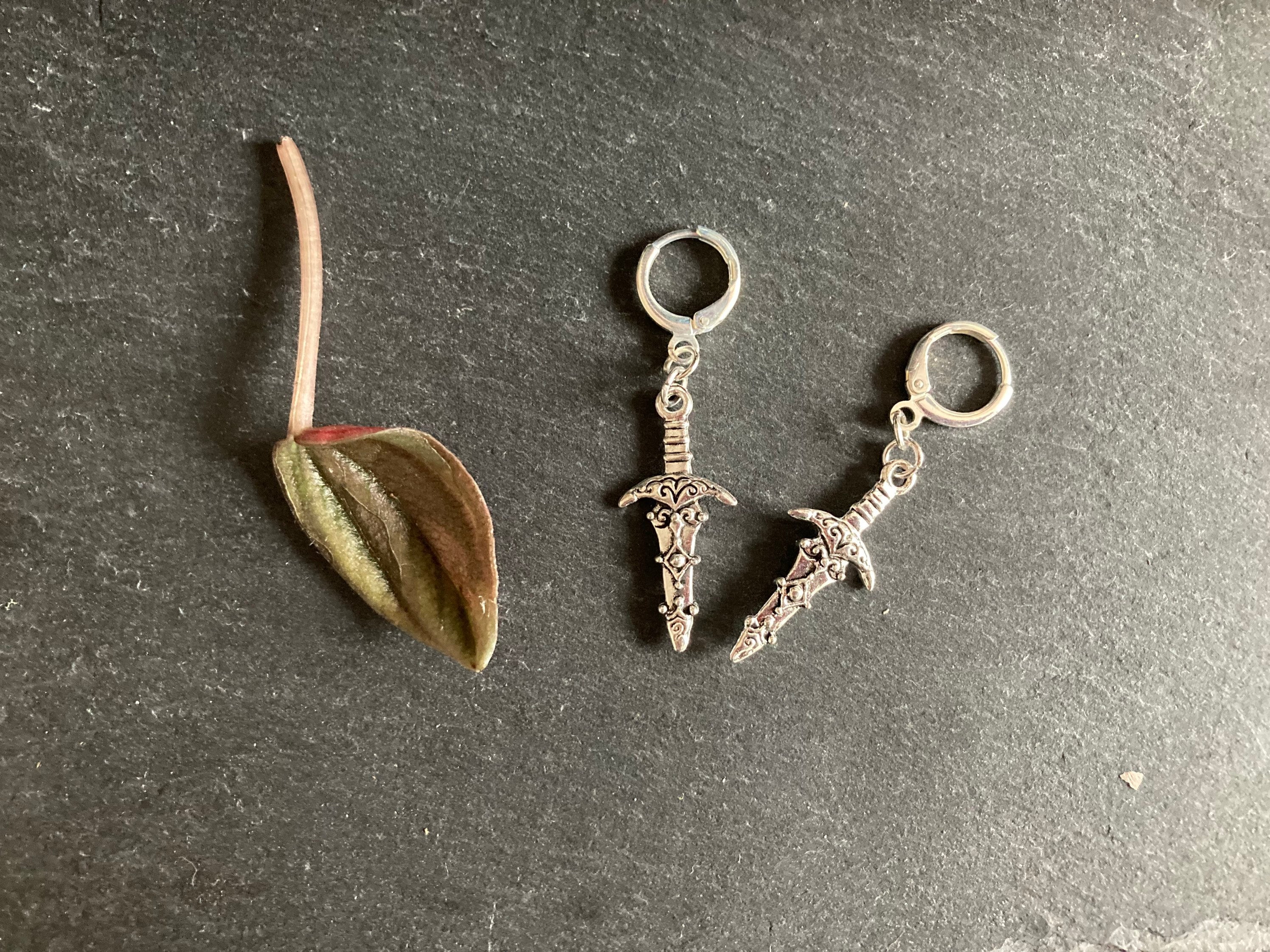 Dagger earrings antique silver sword earrings dangling knife | Etsy