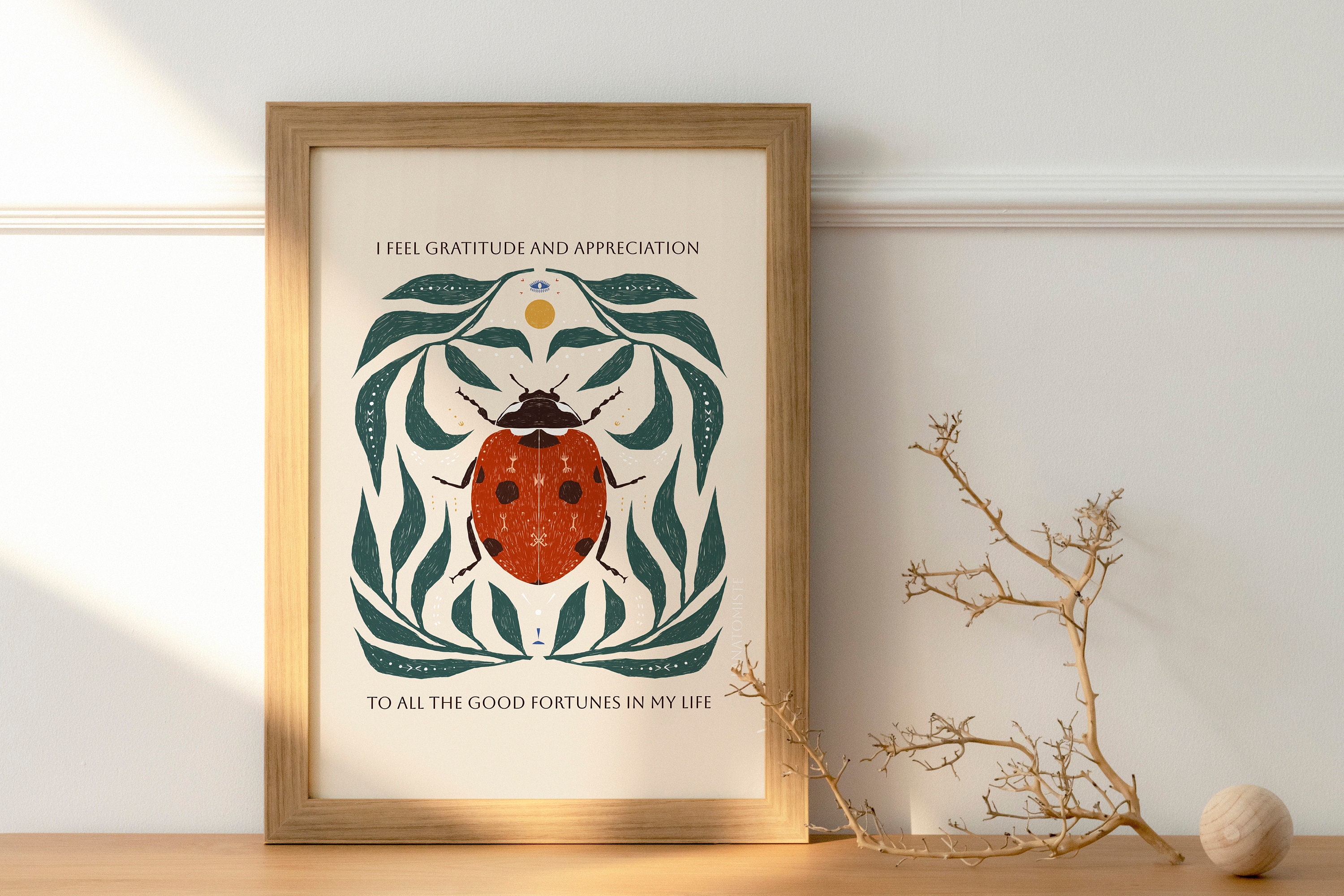 Ladybug Spirit Animal Printable Art Ladybug Wall Decor Insect Instant ...