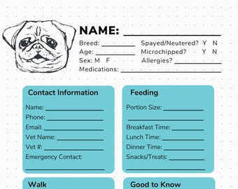 Dog Sitter Instructions | Dog Walker Instructions | Pet Sitter Template ...