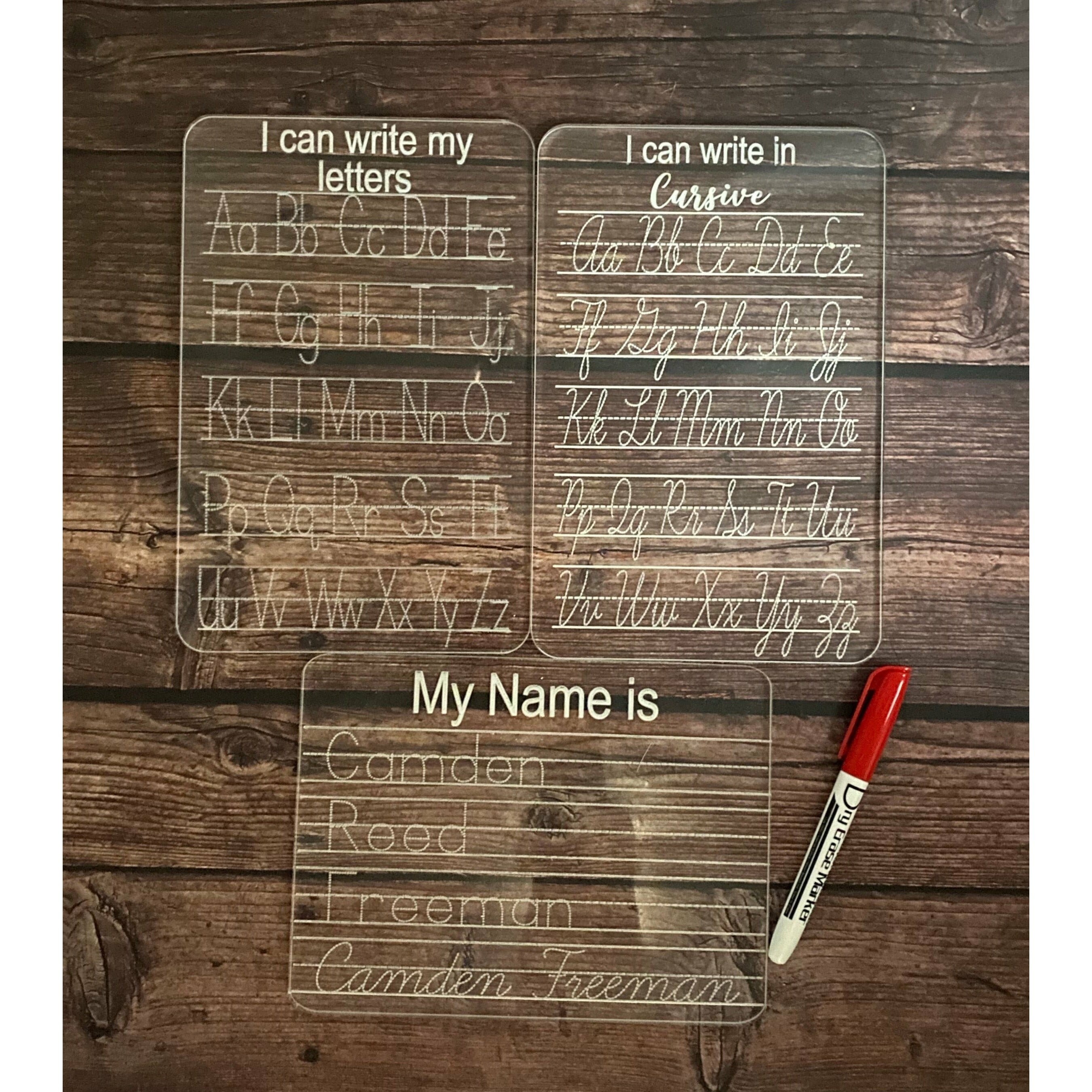 Acrylic Cursive Tracing Board | Learning Activity | Dry Erase Activity ...