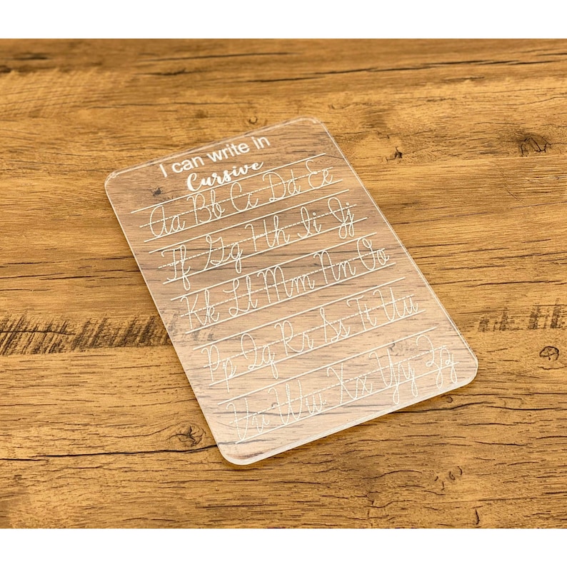 Acrylic Cursive Tracing Board | Learning Activity | Dry Erase Activity ...