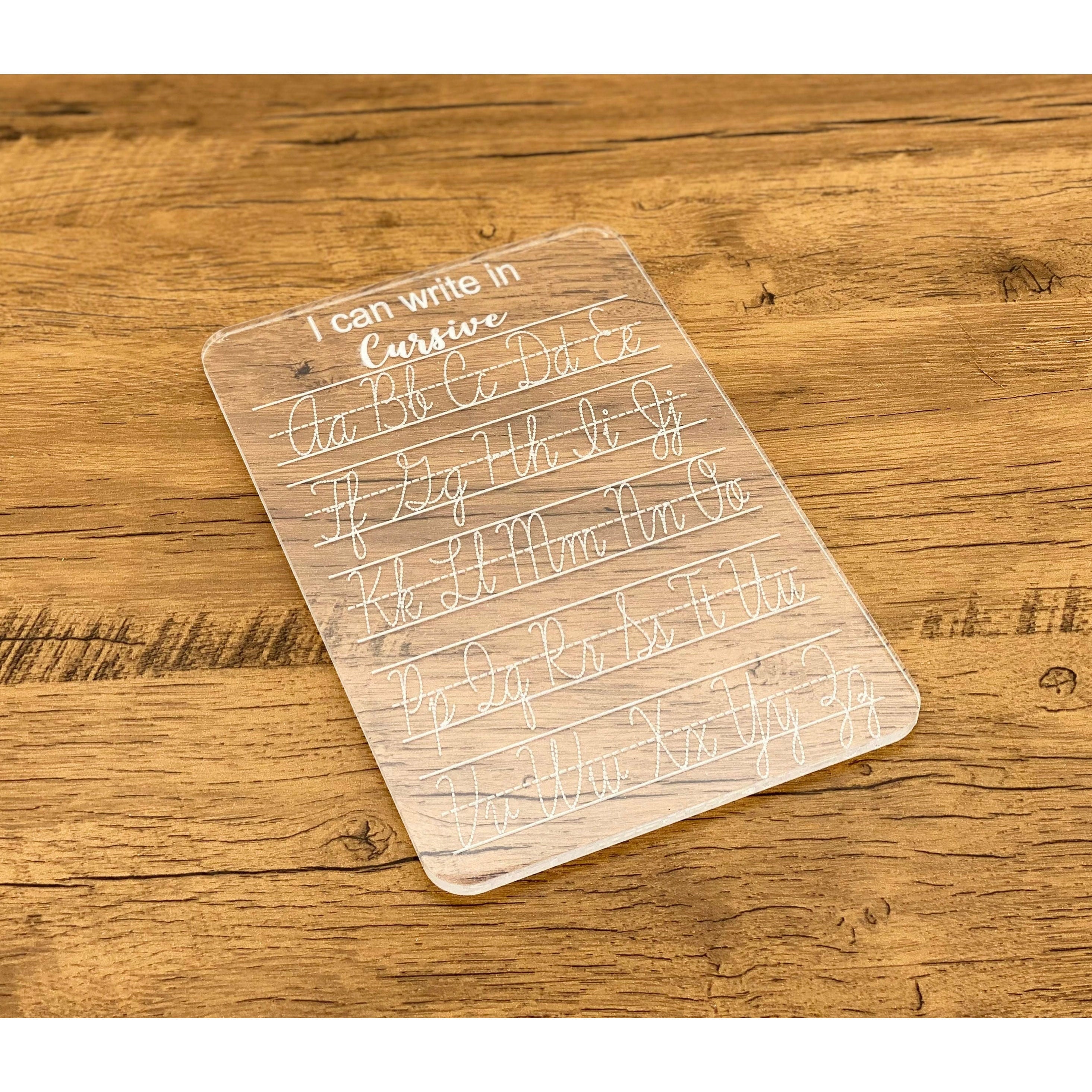 Acrylic Cursive Tracing Board | Learning Activity | Dry Erase Activity ...