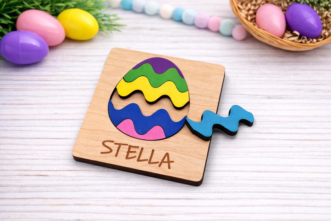Personalized Easter Egg Puzzle – Wooden Name Puzzle for Kids – Easter ...