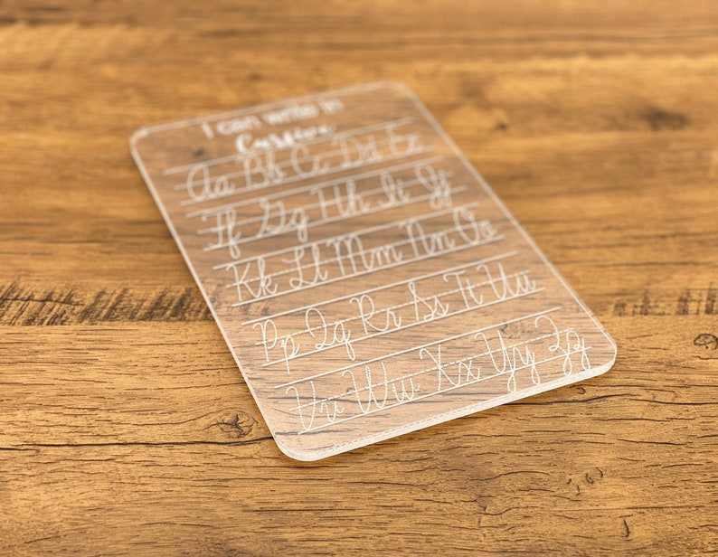 Acrylic Cursive Tracing Board | Learning Activity | Dry Erase Activity ...