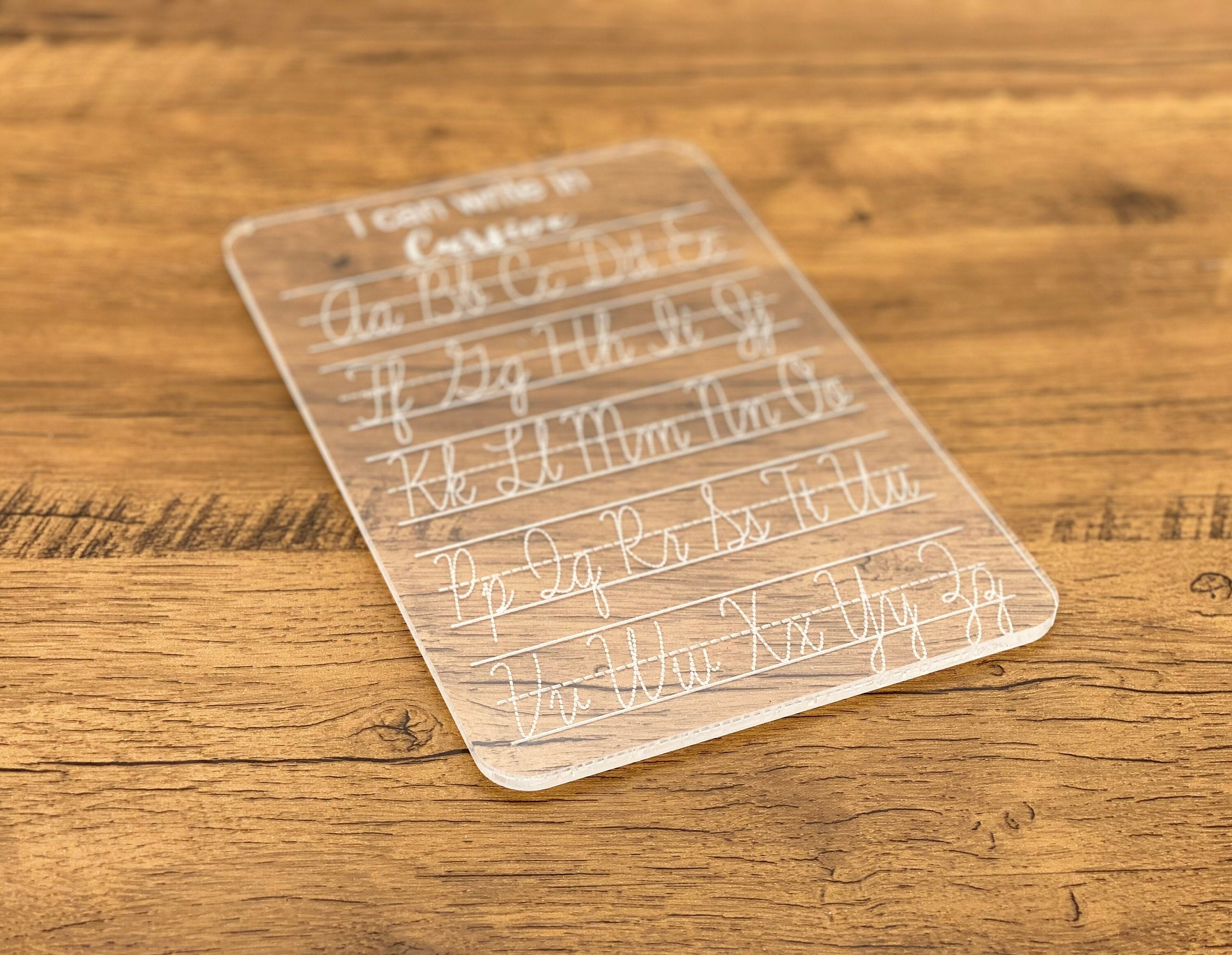 Acrylic Cursive Tracing Board | Learning Activity | Dry Erase Activity ...