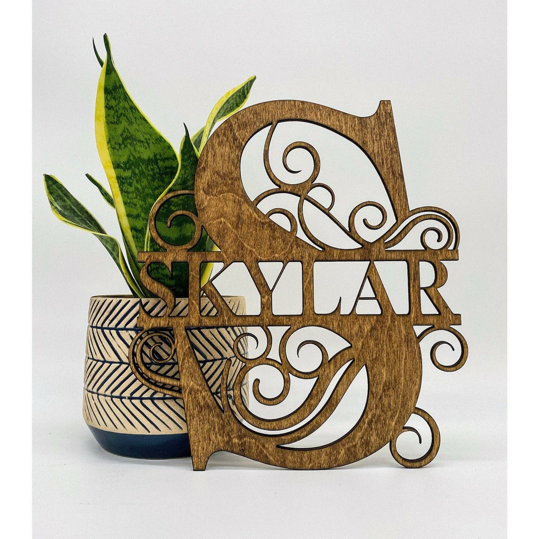 Monogram Name Sign | Personalized Shelf Decor | Custom Last Door Hanger ...