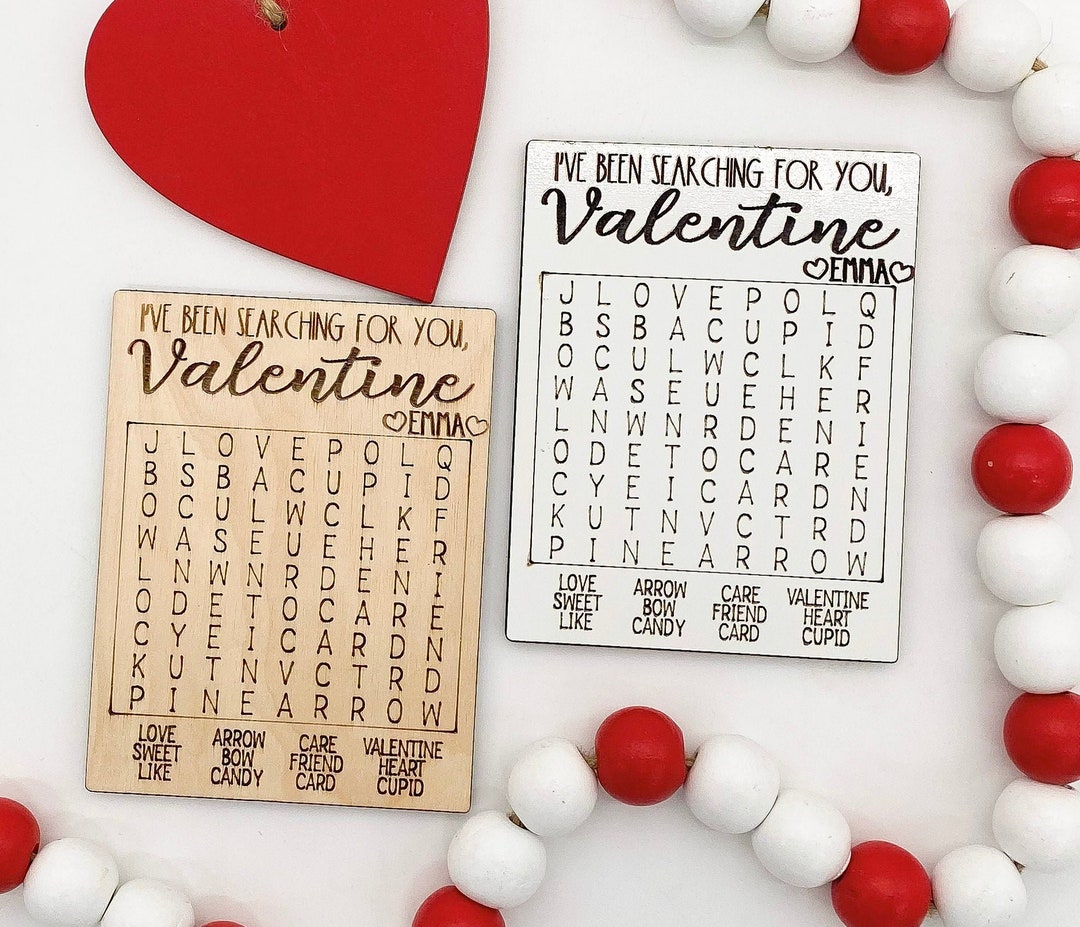 Personalized Valentine Word Search Cards | Classroom Valentines | Gift ...