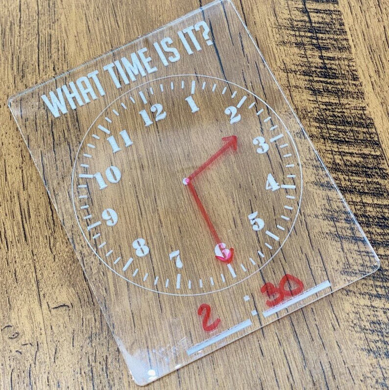 Learn to Tell Time Acrylic Clock Time Tracing Board | Etsy