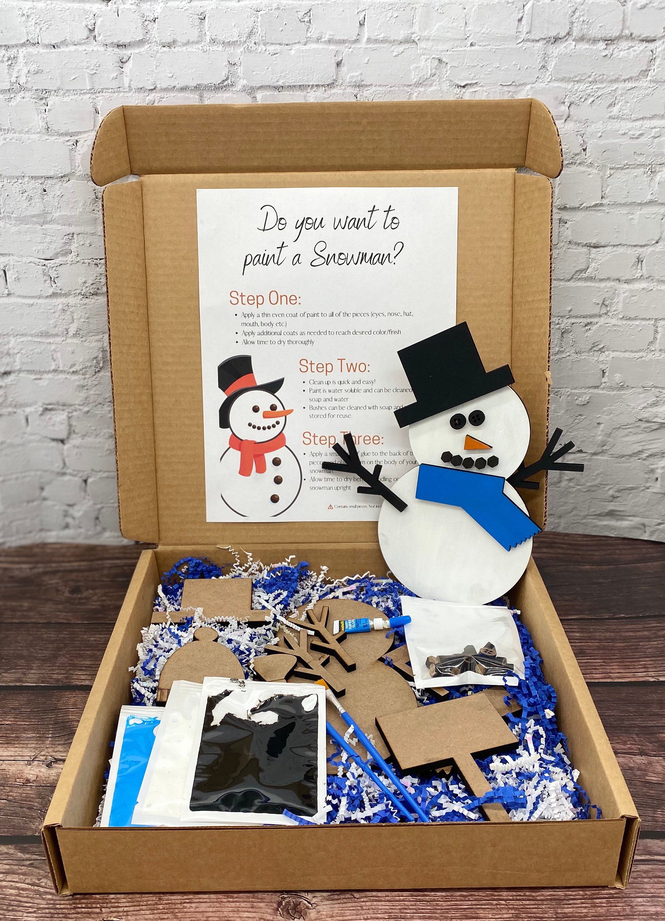 DIY Snowman Paint Kit | Wooden Christmas Craft Box for Kids & Families ...