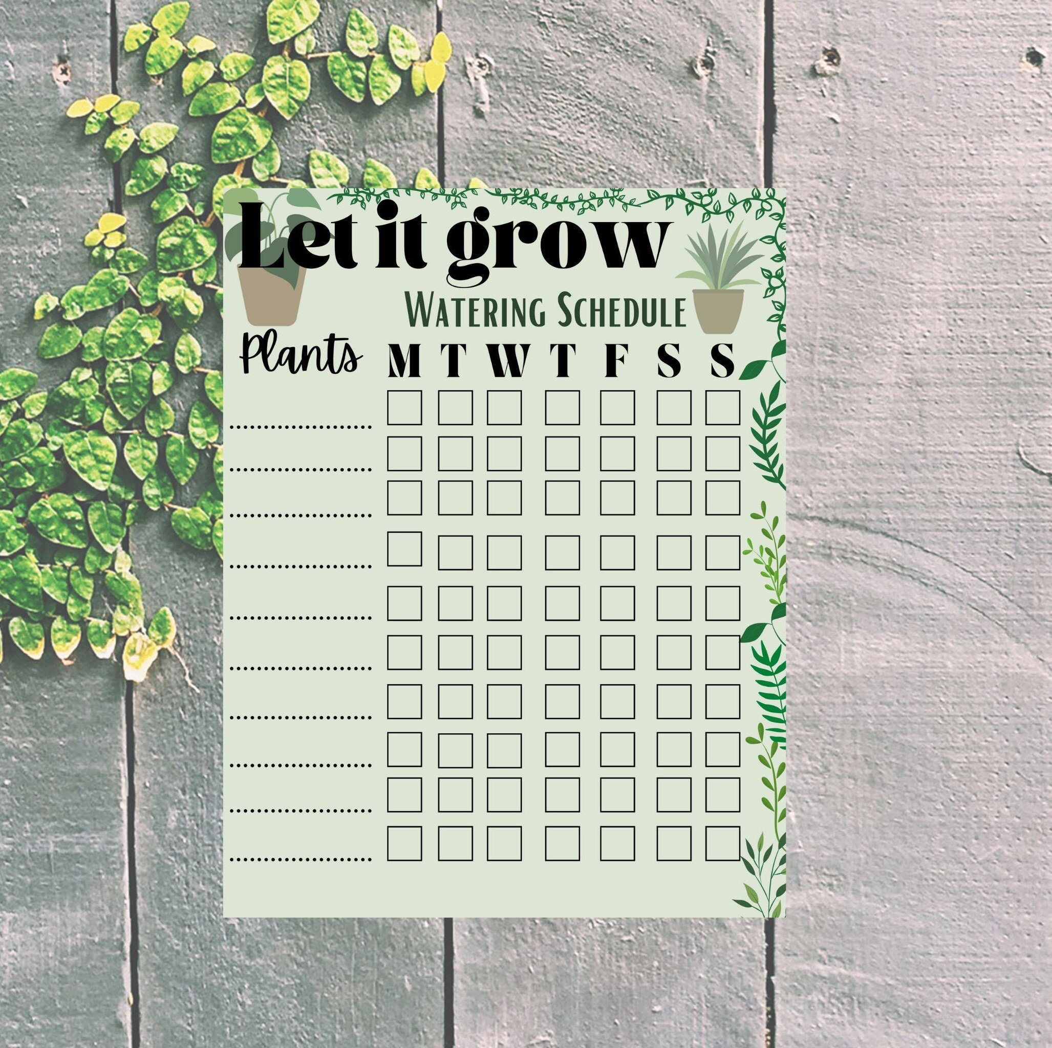 Printable Plant Watering Schedule