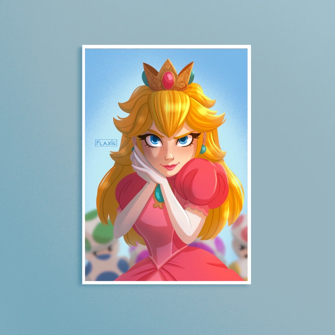Art Print, Princess Peach, Wall Art, Portrait Drawing, Gaming Art ...