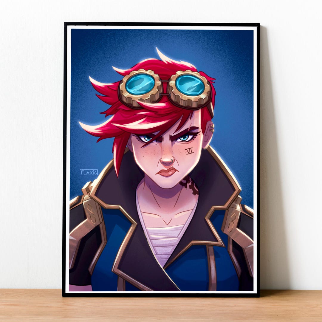 Art Print, Vi League of Legends, Wall Art, Portrait Drawing, Gaming Art ...