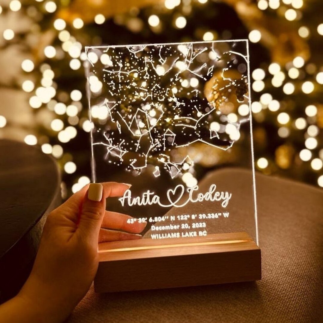 Custom Star Map Led Light by Date Night Sky by Date Engagement Gift ...