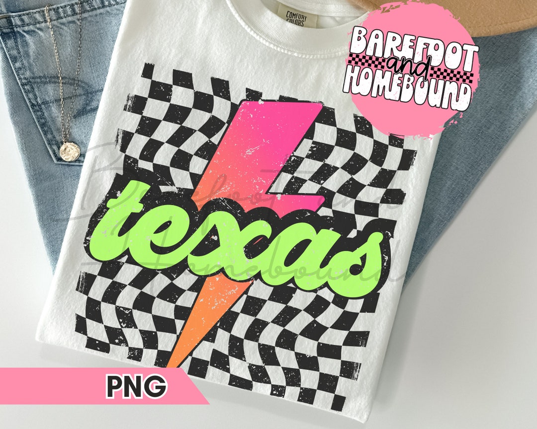 Lightning Checkered Texas PNG, Checkered Texas Shirt Design, Retro TX ...