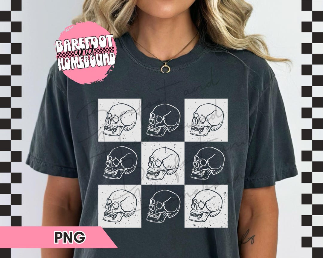 Checkered Skulls PNG: Grunge Rocker Digital File - Etsy