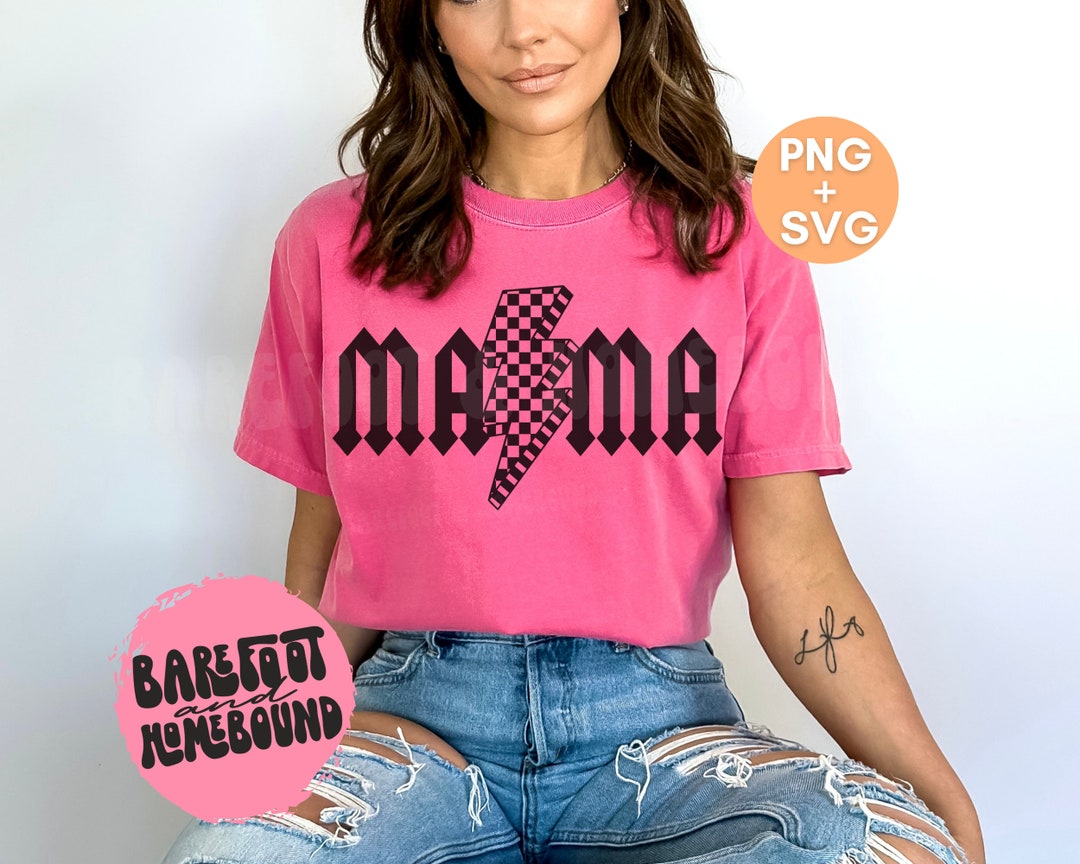 Checkered Mama SVG, Lightning Bolt Mama Svg, Rocker Mom SVG, Mom PNG ...