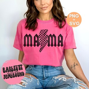 Checkered Mama SVG, Lightning Bolt Mama Svg, Rocker Mom SVG, Mom PNG ...