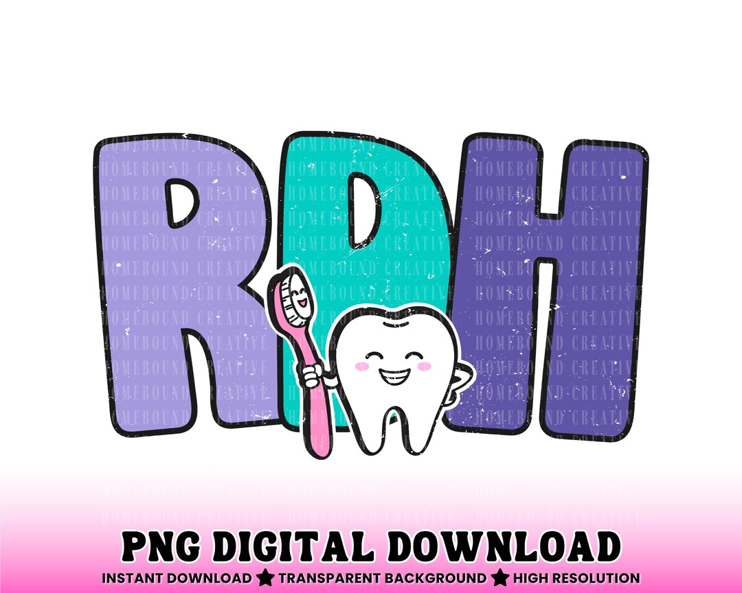 Retro RDH PNG, Pink Toothbrush, Dental Hygienist Gift (digital Download ...