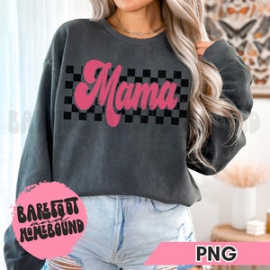 Pink Retro Checkered Mama PNG, Distressed Pink Mom Design, Trendy Mom ...