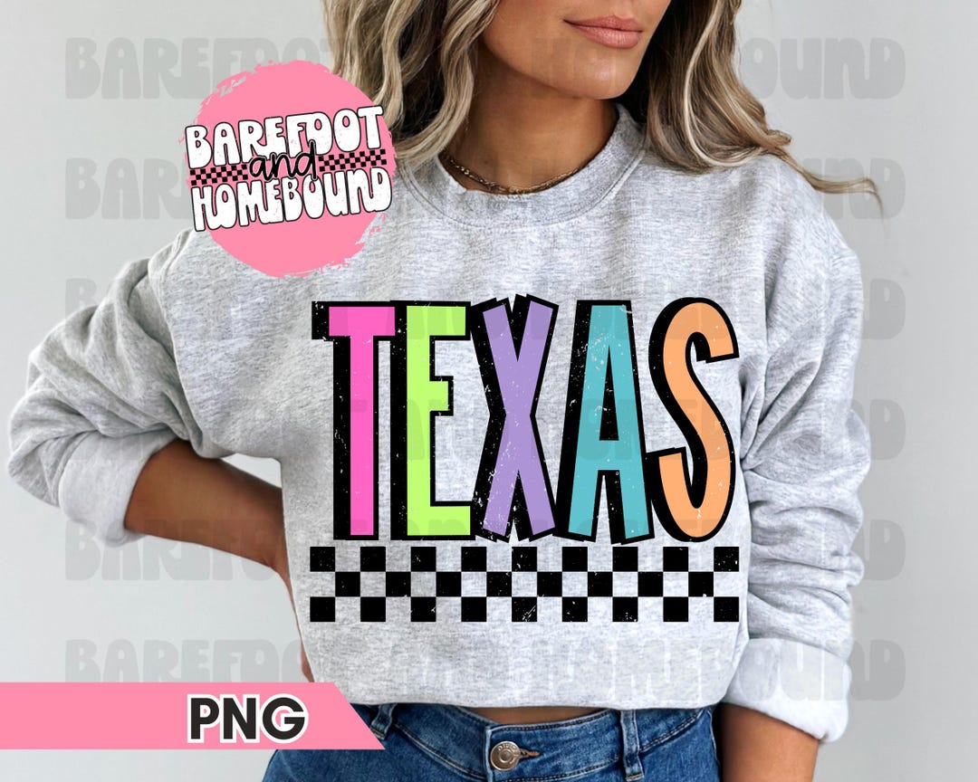 Neon Checkered Texas PNG: Retro TX Shirt Design (digital Download) - Etsy