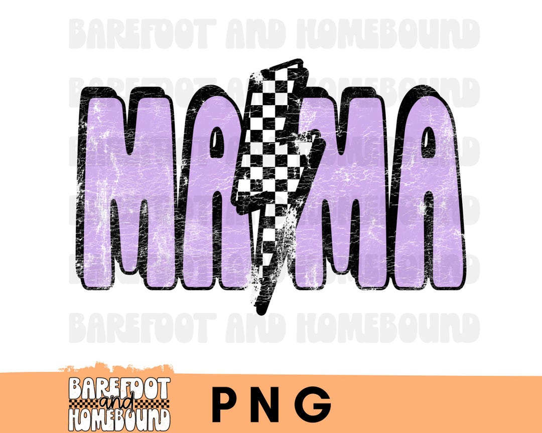 Checkered Lightning Mama PNG, Retro Font Distressed Mom Shirt Design ...