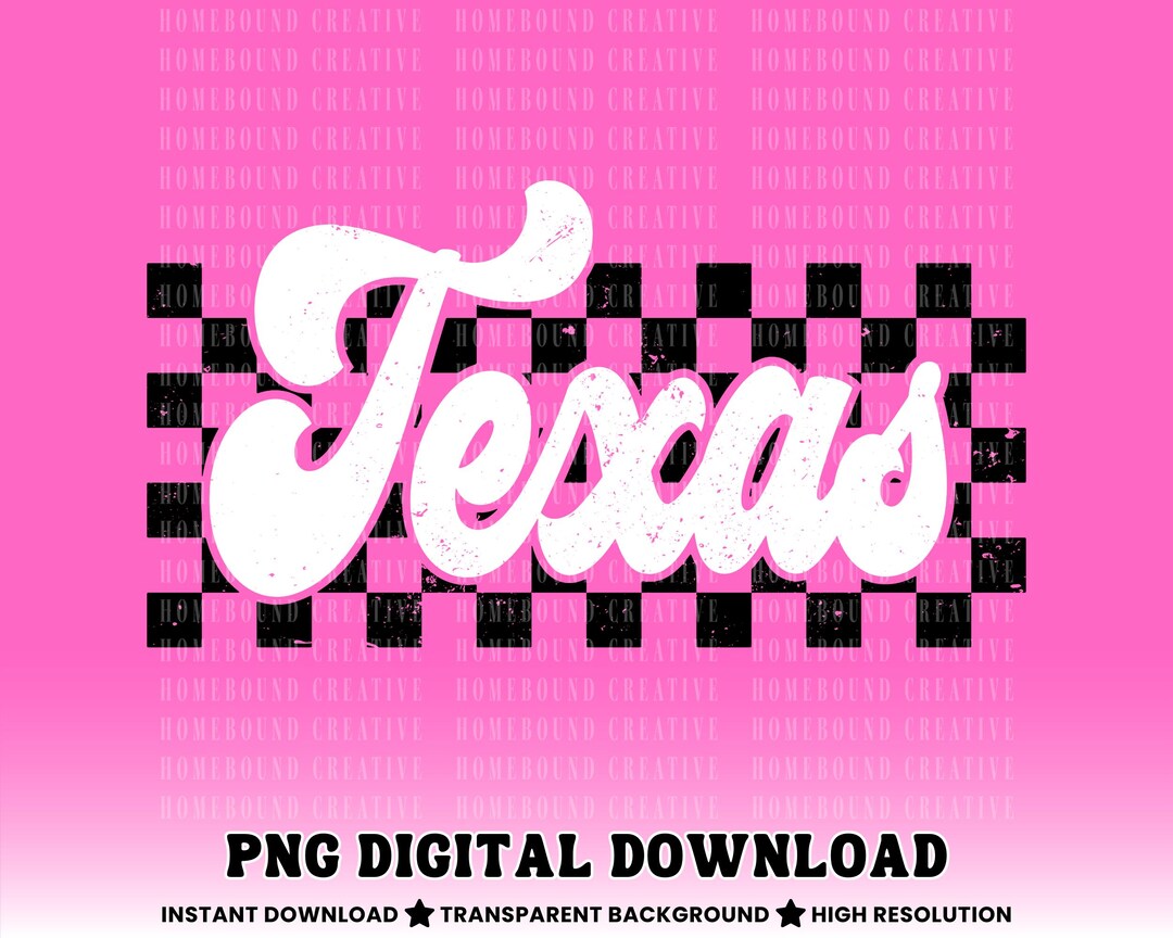 Retro Checkered Texas PNG: Trendy Women's Shirt Design (digital ...
