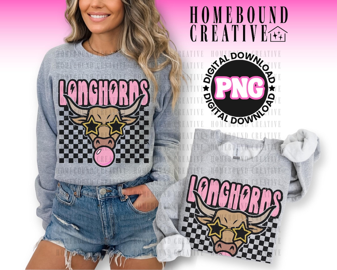 Checkered Longhorns PNG: Pink Out Team Shirt, Lonhorn Bubblegum School ...