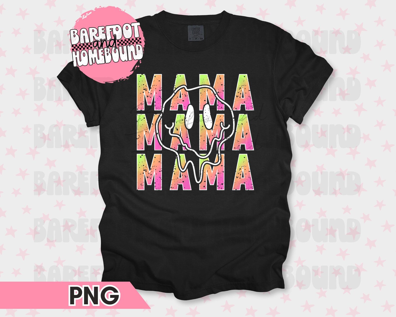 Neon Mama PNG: Splatter Gradient, Distressed Mom Shirt Design (digital ...
