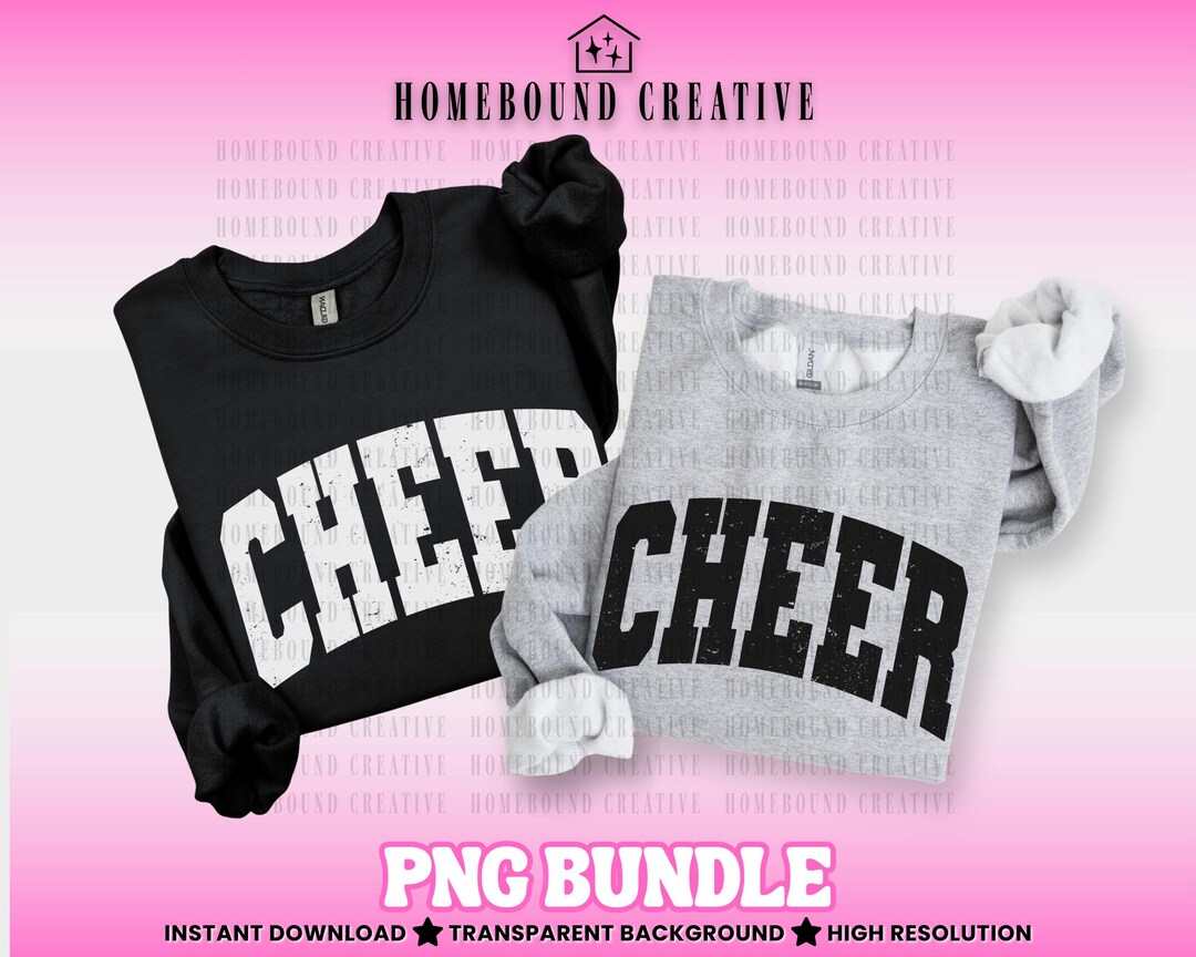 Varsity Cheer PNG Bundle: Distressed Cheerleading Shirt Design (digital ...