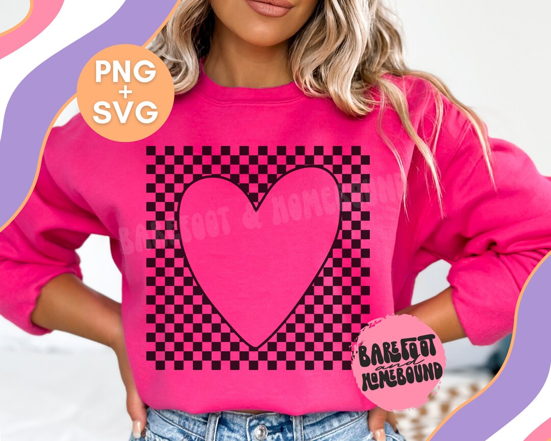 Checkered Heart SVG, Valentines Svg, Retro Heart Png, Valentines Shirt ...