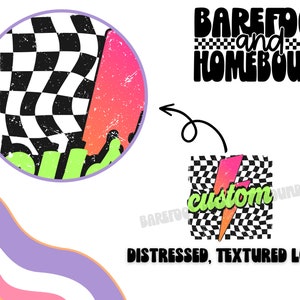 Neon Checkered Custom PNG, Bright Lightning Personalized PNG ...