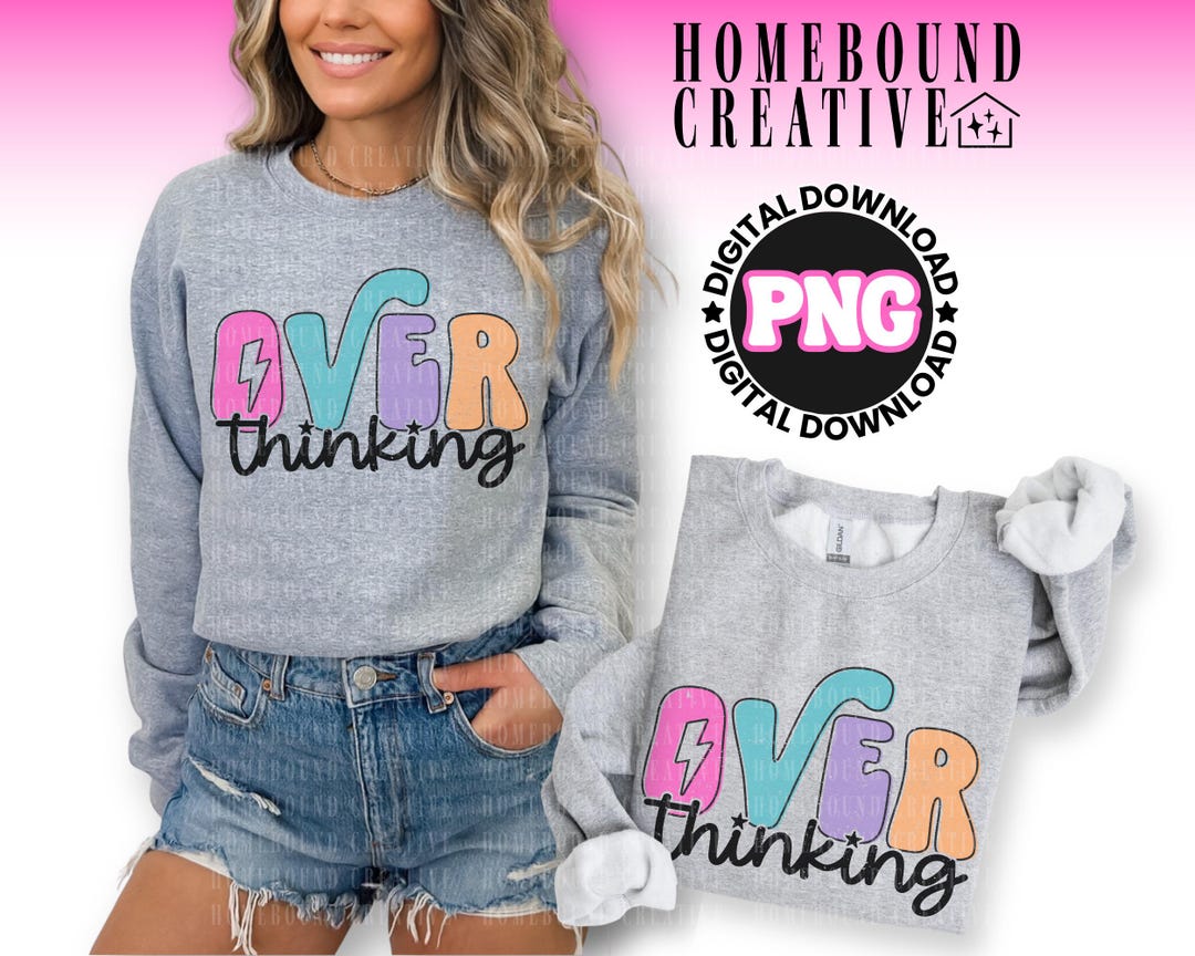 Overthinking PNG, Anxiety Lightning Retro Graphic, Funny Mom Shirt ...