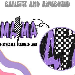 Grunge Checkered Mama PNG, Lightning Bolt Mom Design, Trendy Distressed ...