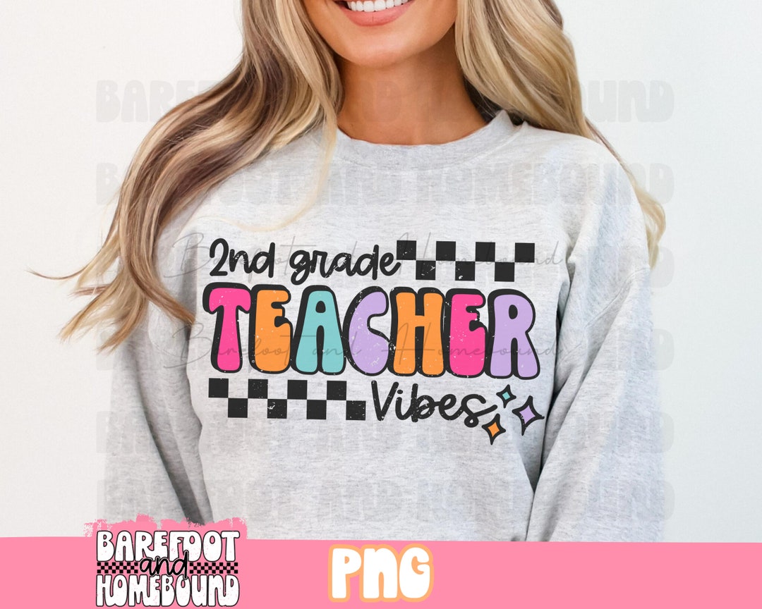 Second Grade Teacher PNG, Checkered Second Grade Teacher Png, Retro ...