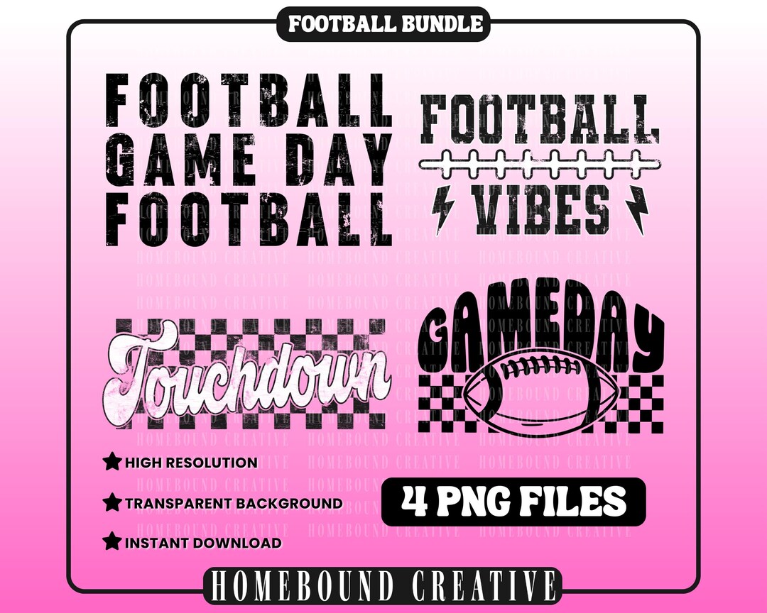 Football Season PNG Bundle: Checkered, Touchdown, Game Day (digital ...
