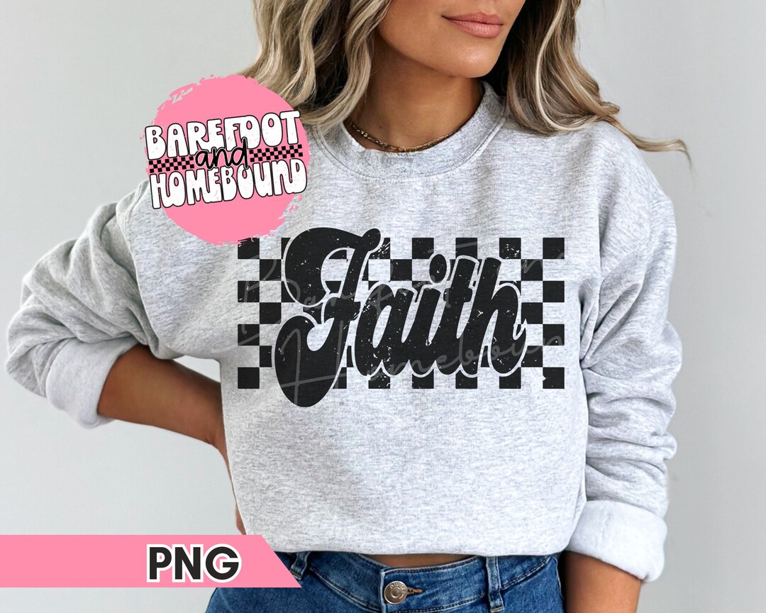 Retro Checkered Faith PNG: Christian Shirt Design (digital Download) - Etsy