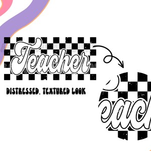 Retro Checkered Teacher PNG: Trendy Shirt Design (digital Download) - Etsy