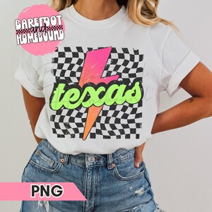 Lightning Checkered Texas PNG, Checkered Texas Shirt Design, Retro TX ...