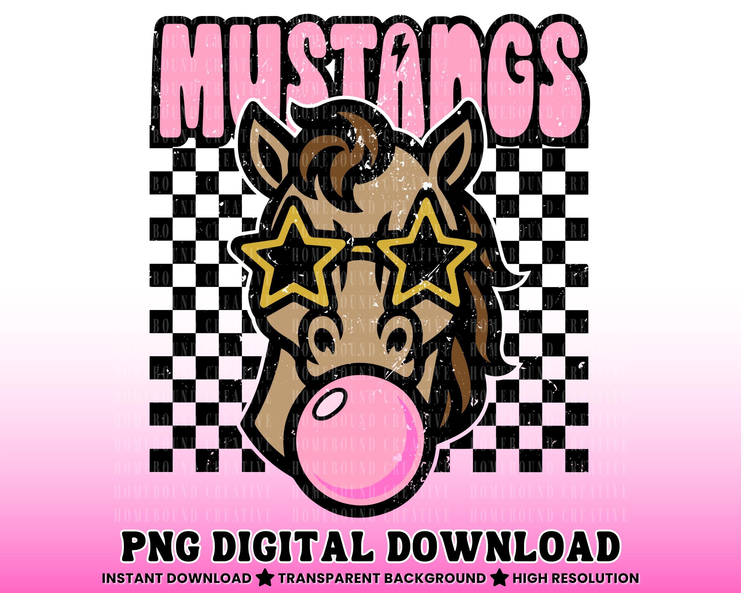 Bubblegum Checkered Mustangs PNG: Pink Mustang Mascot Shirt Design ...