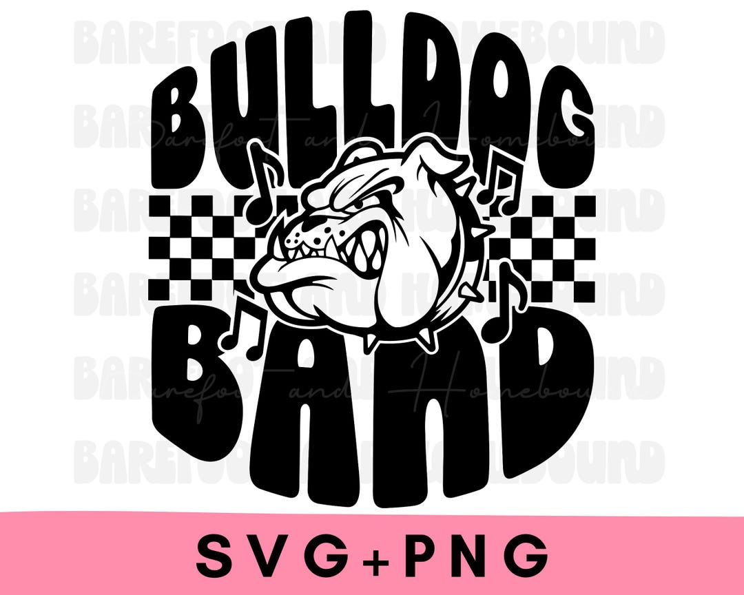 Checkered Bulldog Band SVG PNG: Retro Mascot Design (digital Download ...