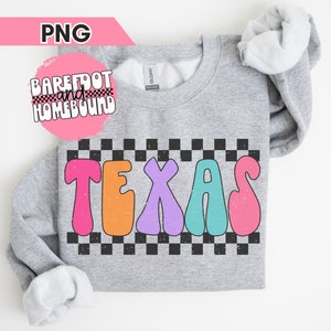 Colorful Checkered Texas PNG, Checkered Texas Shirt Design, Retro TX ...