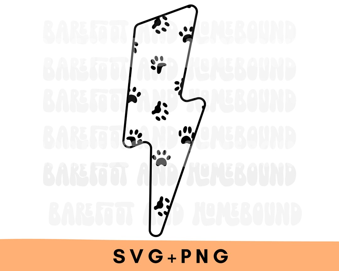 Paw Print SVG, Lightning Bolt Paw Pattern SVG, Paw Print PNG, Paw Print ...