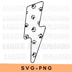 Paw Print SVG, Lightning Bolt Paw Pattern SVG, Paw Print PNG, Paw Print ...