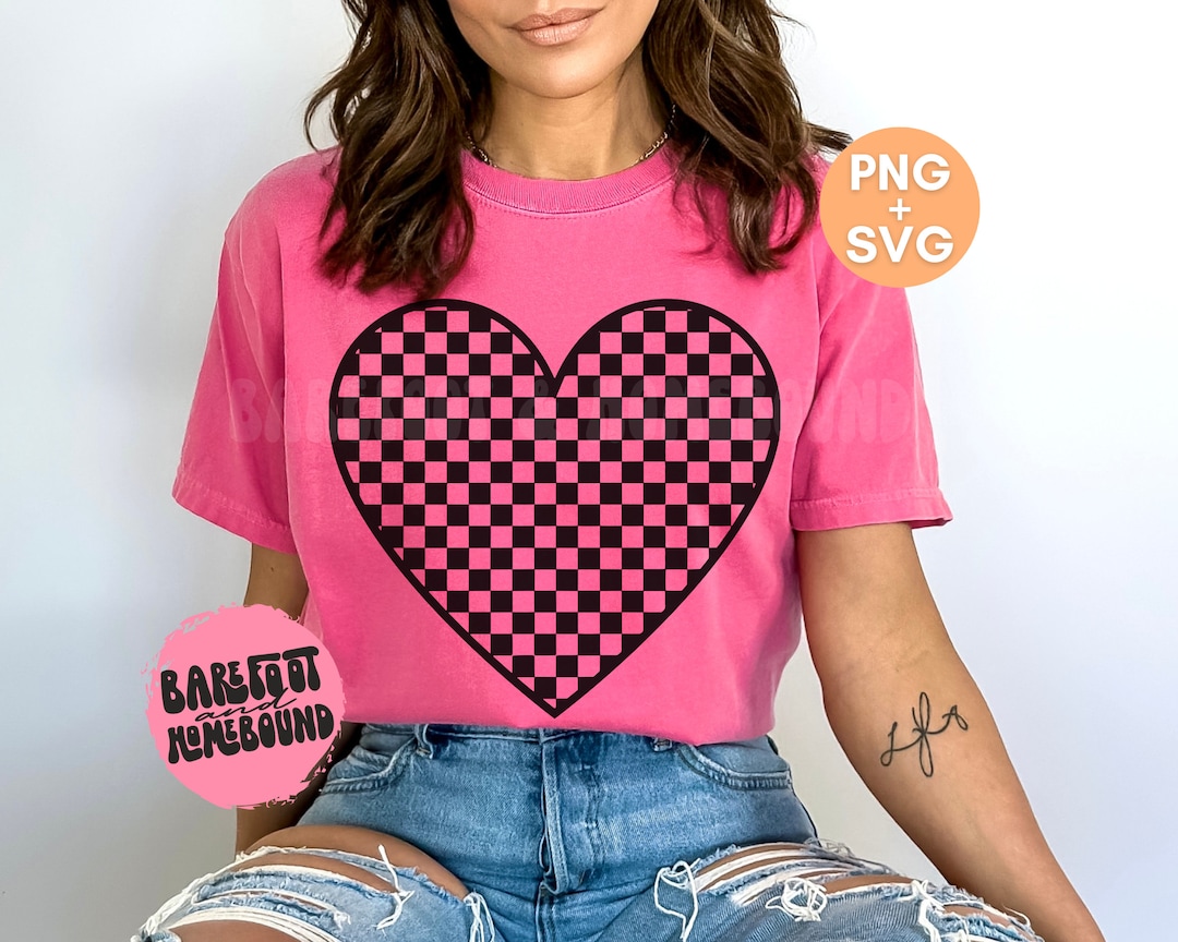 Checkered Heart SVG: Retro Valentine's Day Design (PNG, Cut File) - Etsy