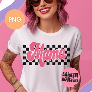Pink Retro Checkered Mama PNG, Distressed Pink Mom Design, Trendy Mom ...
