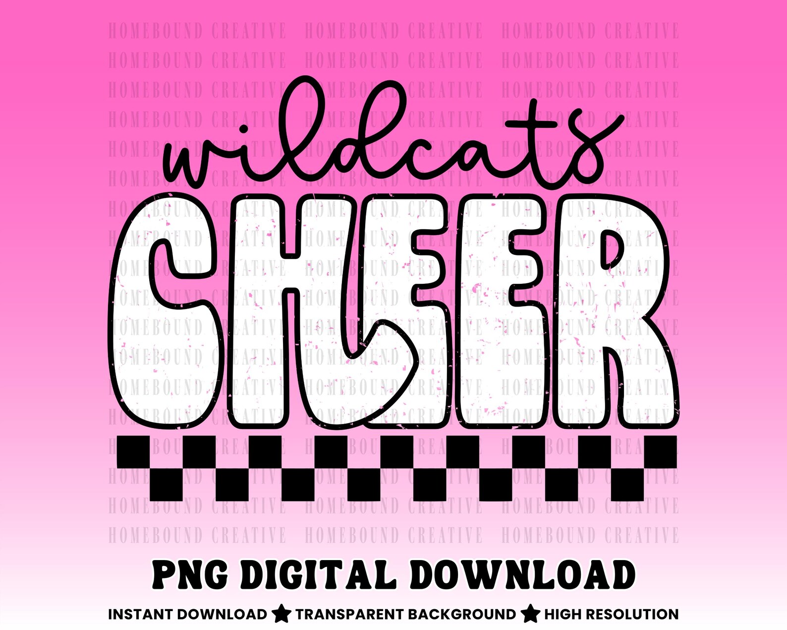 Checkered Wildcats Cheer PNG: Retro Wilcat Mascot Cheerleading Design ...