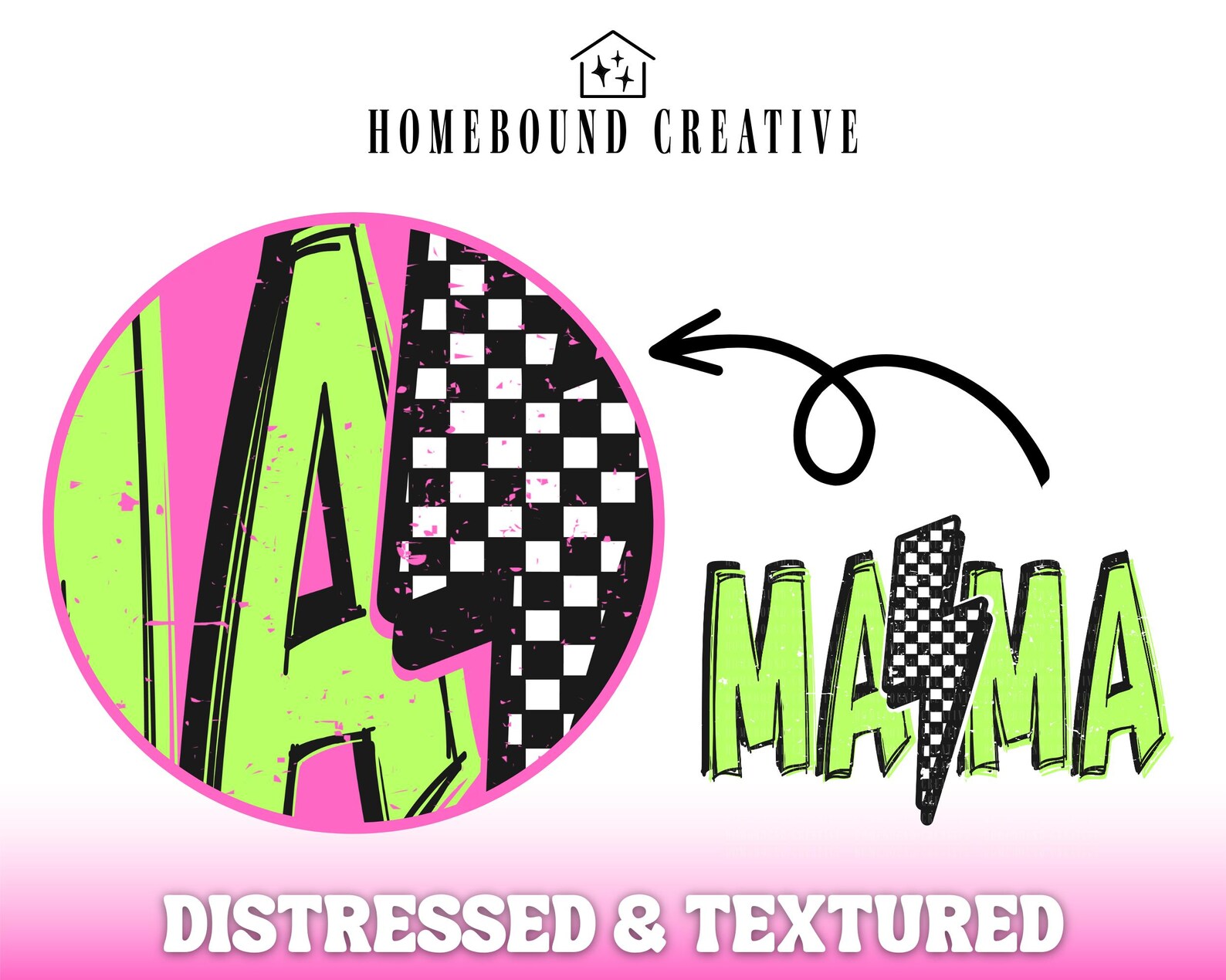 Neon Mama PNG: Checkered Lightning Bolt, Lime Green Motherhood Shirt ...
