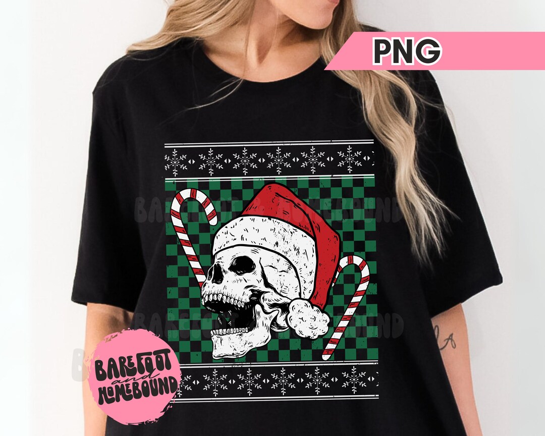 Skull Christmas Sweater PNG, Checkered Skull Png, Rock and Roll ...